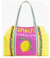 China Amalfi Beaded Tote Bag for Women || Coastal Beach Tote || Hand-Beaded Summer Handbag for sale