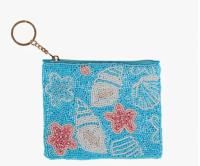 China Everyday coin bag with detailed beadwork secure zip closure and attached gold tone key ring perfect for storing coins and small essentials for sale