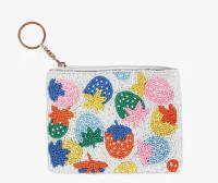 China Ricki Beaded Coin Bag with Glass and Acrylic Beads Secure Zip Closure and Gold Tone Key Ring Compact Size for Everyday Carry for sale