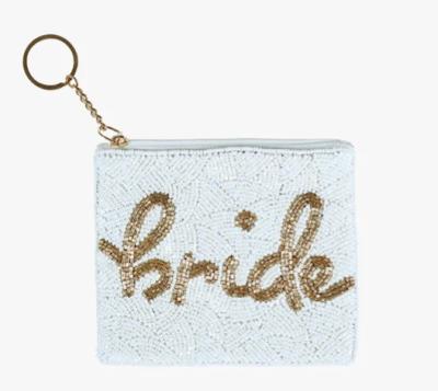 China Compact Ricki Beaded Coin Bag with Intricate Beadwork Secure Zip Closure and Gold Tone Key Ring Perfect for Small Essentials for sale