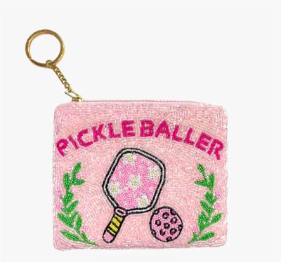 China Ricki beaded coin bag with glass and acrylic beads secure zip closure and gold tone key ring compact design perfect for everyday for sale