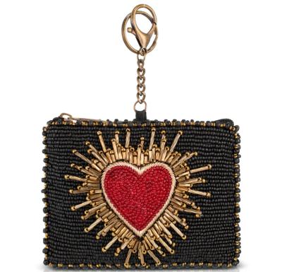 China Affection Coin Purse Key ring and easy open trigger hook Beaded coin small bags for sale