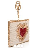 China Heart Burst Coin Purse Key ring and easy open trigger hook Beaded coin small bags for sale