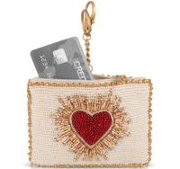 China Heart Burst Coin Purse Key ring and easy open trigger hook Beaded coin small bags for sale