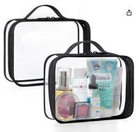 China Clear Toiletry Bag with Handle 2-Pack TSA Approved, Pink | Water-resistant Travel Toiletry Bag, Carry On Travel Accessories Bag, Airport Airline Quart Size Bags Women Men, Makeup Bag for sale