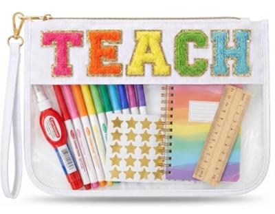 China Teacher Appreciation Gifts Makeup Bag, Graduation Gift Bag for Women | Cute TEACH Chenille Letter Organizer Pouch. Perfect End of Year Teacher Gifts, Clear Cosmetic Bag & Teacher Bags Essentials for sale