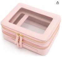China Large Clear Makeup Bags, Double Layer Cosmetic Bags with Separate Brush Compartment,Travel Toiletry Bag Train Case,Travel Accessories Organizer for Women,2 Layers for sale