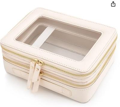 China Large Clear Makeup Bags, Double Layer Cosmetic Bags with Separate Brush Compartment,Travel Toiletry Bag Train Case,Travel Accessories Organizer for Women,2 Layers for sale