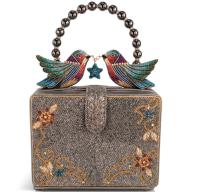 China Fluttering Heart Top Handle Handbag Coin Purse Key ring and easy open trigger hook Beaded coin small bags for sale