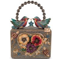 China Fluttering Heart Top Handle Handbag Coin Purse Key ring and easy open trigger hook Beaded coin small bags for sale
