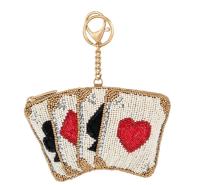 China Let's Play Coin Purse Soft pink beaded coin bag with glittering gold crown zipper closure easy open trigger hook key ring and credit card fitting compact design for sale