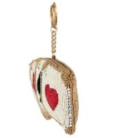 China Let's Play Coin Purse Soft pink beaded coin bag with glittering gold crown zipper closure easy open trigger hook key ring and credit card fitting compact design for sale