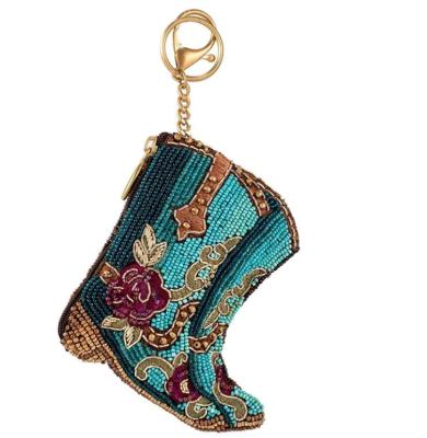 China Kickin' Around Coin PurseSoft pink beaded coin bag with glittering gold crown zipper closure easy open trigger hook key ring and credit card fitting compact design for sale