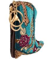 China Kickin' Around Coin PurseSoft pink beaded coin bag with glittering gold crown zipper closure easy open trigger hook key ring and credit card fitting compact design for sale