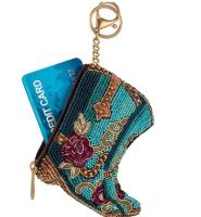 China Kickin' Around Coin PurseSoft pink beaded coin bag with glittering gold crown zipper closure easy open trigger hook key ring and credit card fitting compact design for sale