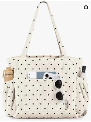 China Miss Adola Cute Corduroy Tote Bag for Women Multi-Pocket with Zipper Large Capacity Shoulder Bag for Work, Travel, and Shopping for sale