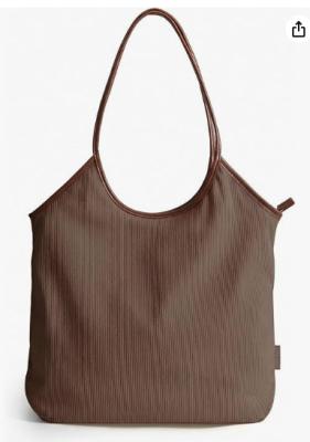 China Corduroy Tote Bag for Women with Zipper Casual Shoulder Bag Lightweight Travel Tote Hobo Handbag with PU Leather Handles Beach Bag for Travel Shopping Campus for sale