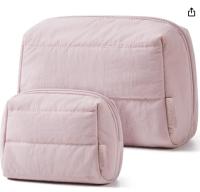 China Puffy Padded Travel Makeup Bag Duo Large & Small for Women Puffy Padded, Travel Cosmetic Organizer Set, Large Toiletry Bag & Small Purse Pouch, Travel Essentials for sale