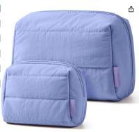 China Puffy Padded Travel Makeup Bag Duo Large & Small for Women Puffy Padded, Travel Cosmetic Organizer Set, Large Toiletry Bag & Small Purse Pouch, Travel Essentials for sale