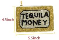 China Ladies Tequila Money Fully Beaded Coin Purse 5.5 * 4.5 * 0.5inch for sale