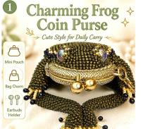 China Handmade Frog Coin Purse,cute Frog Vintage Money Bag,Beaded Kiss Lock Keychain Pouch with Lucky Toad Design for coins Earbuds Rings,Funny Froggy wallet for Key,USB Driver,Lipstick,Birthday Gift for sale