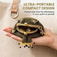 China Handmade Frog Coin Purse,cute Frog Vintage Money Bag,Beaded Kiss Lock Keychain Pouch with Lucky Toad Design for coins Earbuds Rings,Funny Froggy wallet for Key,USB Driver,Lipstick,Birthday Gift for sale