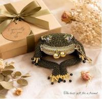 China Handmade Frog Coin Purse,cute Frog Vintage Money Bag,Beaded Kiss Lock Keychain Pouch with Lucky Toad Design for coins Earbuds Rings,Funny Froggy wallet for Key,USB Driver,Lipstick,Birthday Gift for sale