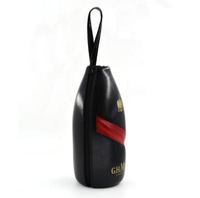China Custom PU Leather 600D Polyester EVA Hard Case Wine Packing Bag with Strap for sale
