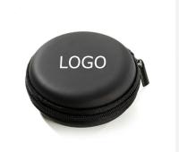 China Custom 8x8x3 Inch EVA Hard Shell Zipper Earphone Case with PU Leather and Logo Printing for sale