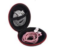 China Custom 8x8x3 Inch EVA Hard Shell Zipper Earphone Case with PU Leather and Logo Printing for sale