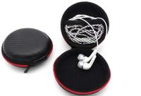 China Custom 8x8x3 Inch EVA Hard Shell Zipper Earphone Case with PU Leather and Logo Printing for sale