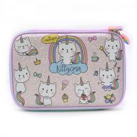 China Custom EVA Hard Shell Pencil Case 22x14x4cm PU Leather Sequin Waterproof Shockproof Protective Pencil Box for sale