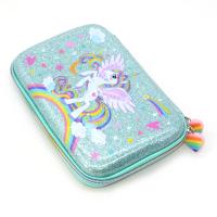 China Custom EVA Hard Shell Pencil Case 22x14x4cm PU Leather Sequin Waterproof Shockproof Protective Pencil Box for sale
