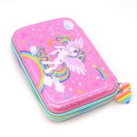 China Custom EVA Hard Shell Pencil Case 22x14x4cm PU Leather Sequin Waterproof Shockproof Protective Pencil Box for sale