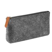 China 3mm Felt EVA Pencil Case 21x10x2.5cm Dark Grey Nylon Reusable Lightweight Pen Pouch for sale