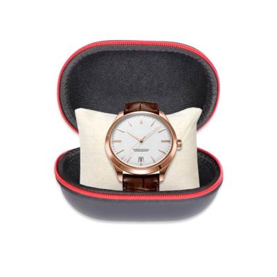 China Custom Pantone Color Leather EVA Zipper Watch Case 12x8x5cm Shockproof Waterproof Debossing Logo for sale