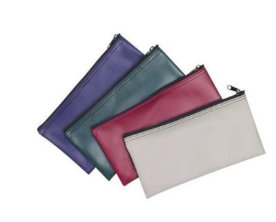 China Customizable PVC Leather Zipper Bank Bags 11x5.5 Inch for Cash Deposit for sale