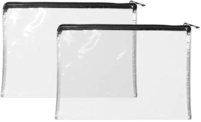 China Custom Transparent PVC Zipper Bank Bags 12x8.7 Inch with Logo Printing for sale