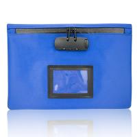 China Custom Reusable Zipper Bank Bags with Transparent Vinyl Pocket and Locking Mechanism 11x6 Inch for sale