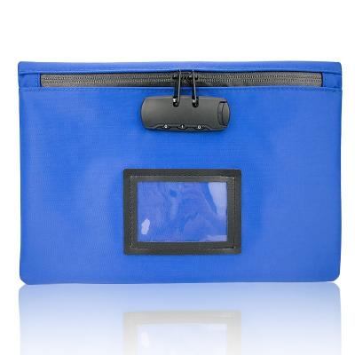 China Custom Reusable Zipper Bank Bags with Transparent Vinyl Pocket and Locking Mechanism 11x6 Inch for sale