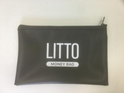 China Black PVC Pu Leather Zipper Bank Bags 8x10 inch Recyclable Coin Money Pouch for sale
