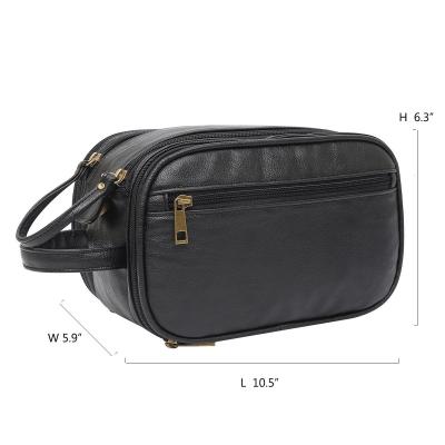 China Waterproof PU Leather Travel Toiletry Bag for Men 10.5x6.3x5.9 Inch Shaving Kit for sale