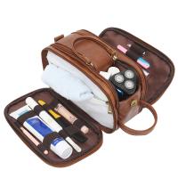 China Men's PU Leather Toiletry Bag Travel Dopp Kit Water Resistant 12x6.7x7.1 Inch for sale