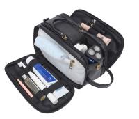 China PU Leather Toiletry Wash Bag 10.5x5.9x6.3 Inch Waterproof Travel Mesh Bags for sale