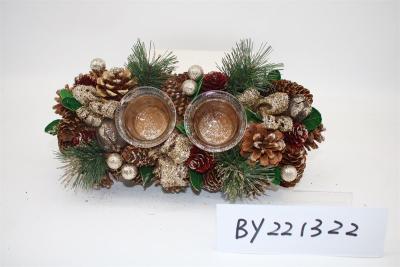 China Artificial Pine Cone Christmas Candle Holder Decoration for Table Centerpiece 6x6 Inch for sale