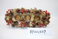 China Artificial Pine Cone Christmas Candle Holder Decoration for Table Centerpiece 6x6 Inch for sale