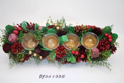 China Artificial Pine Cone Christmas Candle Holder Decoration for Table Centerpiece 6 Inch for sale