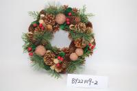 China Wholesale Large Artificial Christmas Wreath Garland 60cm Pine Cone Door Decoration for sale
