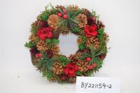 China Wholesale Large Artificial Christmas Wreath Garland 60cm Pine Cone Door Decoration for sale