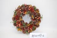 China Wholesale Large Artificial Christmas Wreath Garland 60cm Pine Cone Door Decoration for sale